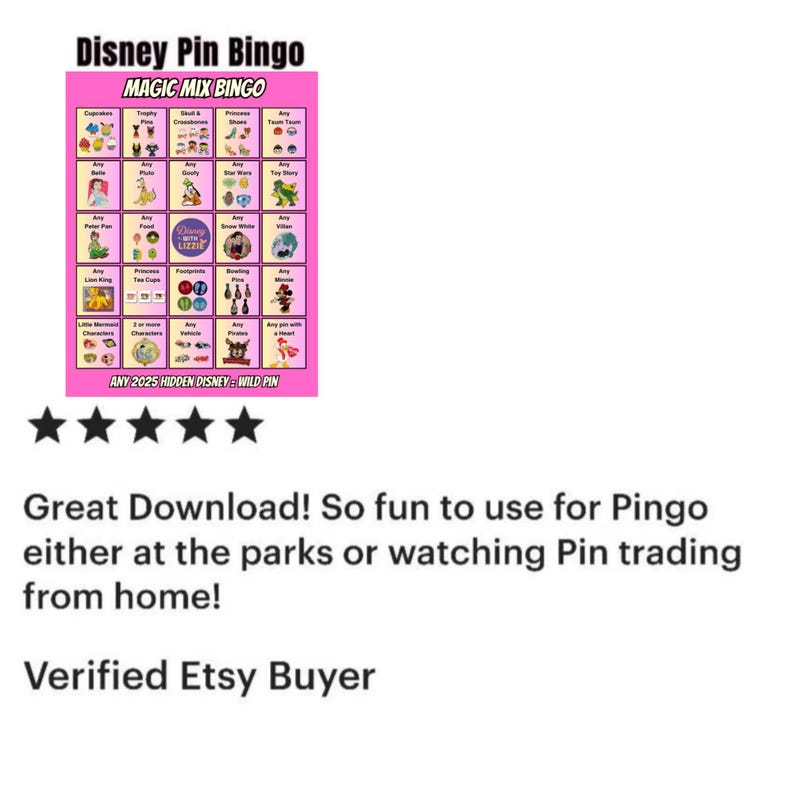 Magic Mix Pingo Pin Bingo - Printable Disney Pin Trading Game for Parks ...