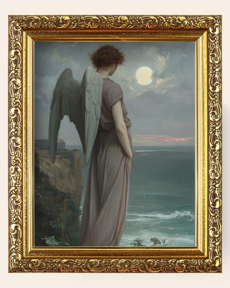 Angel by the Ocean – Christian Digital Artwork | Spiritual Angel Wall ...
