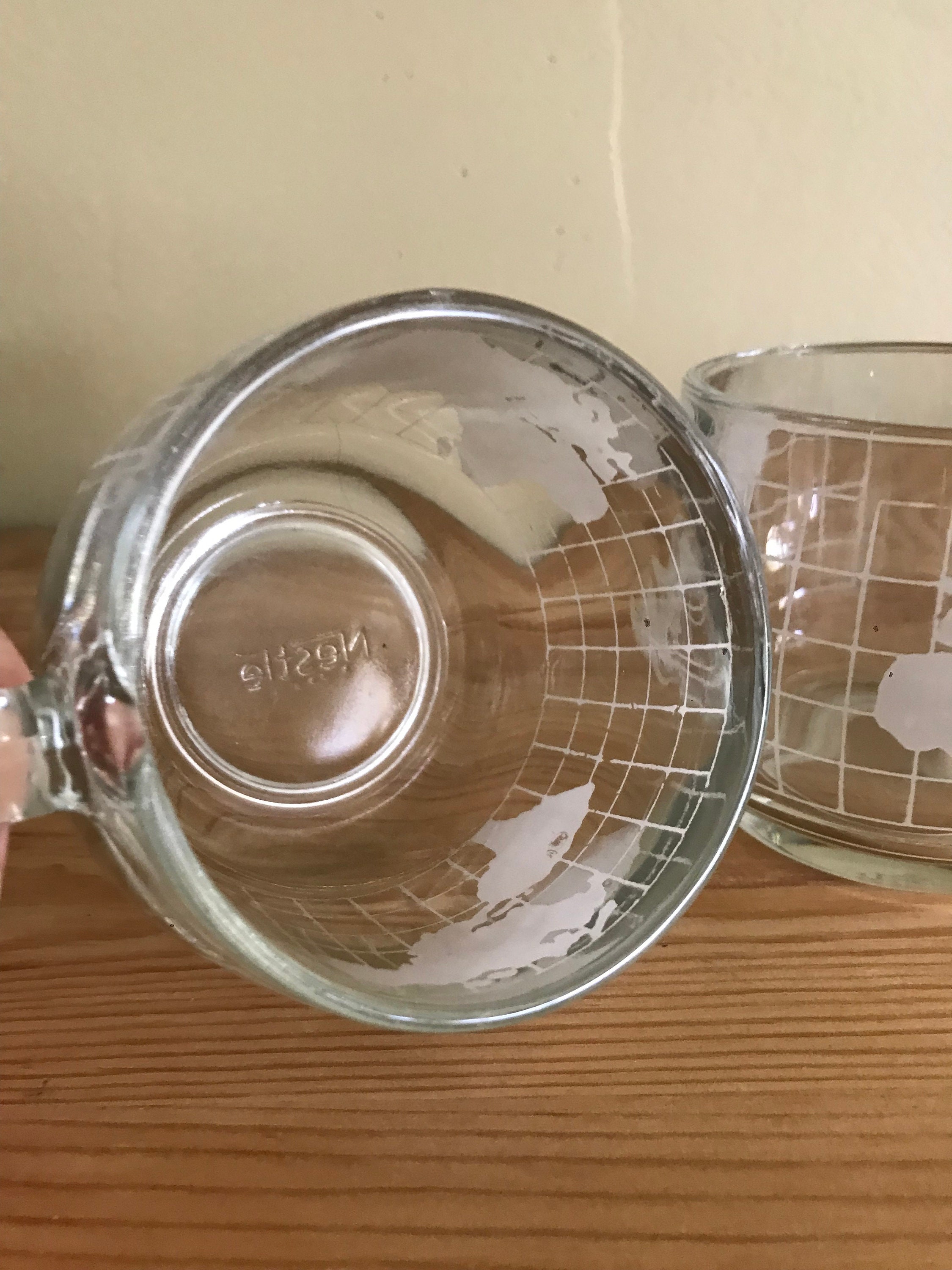 Pair of Nestle World Map Glass Mugs - Etsy