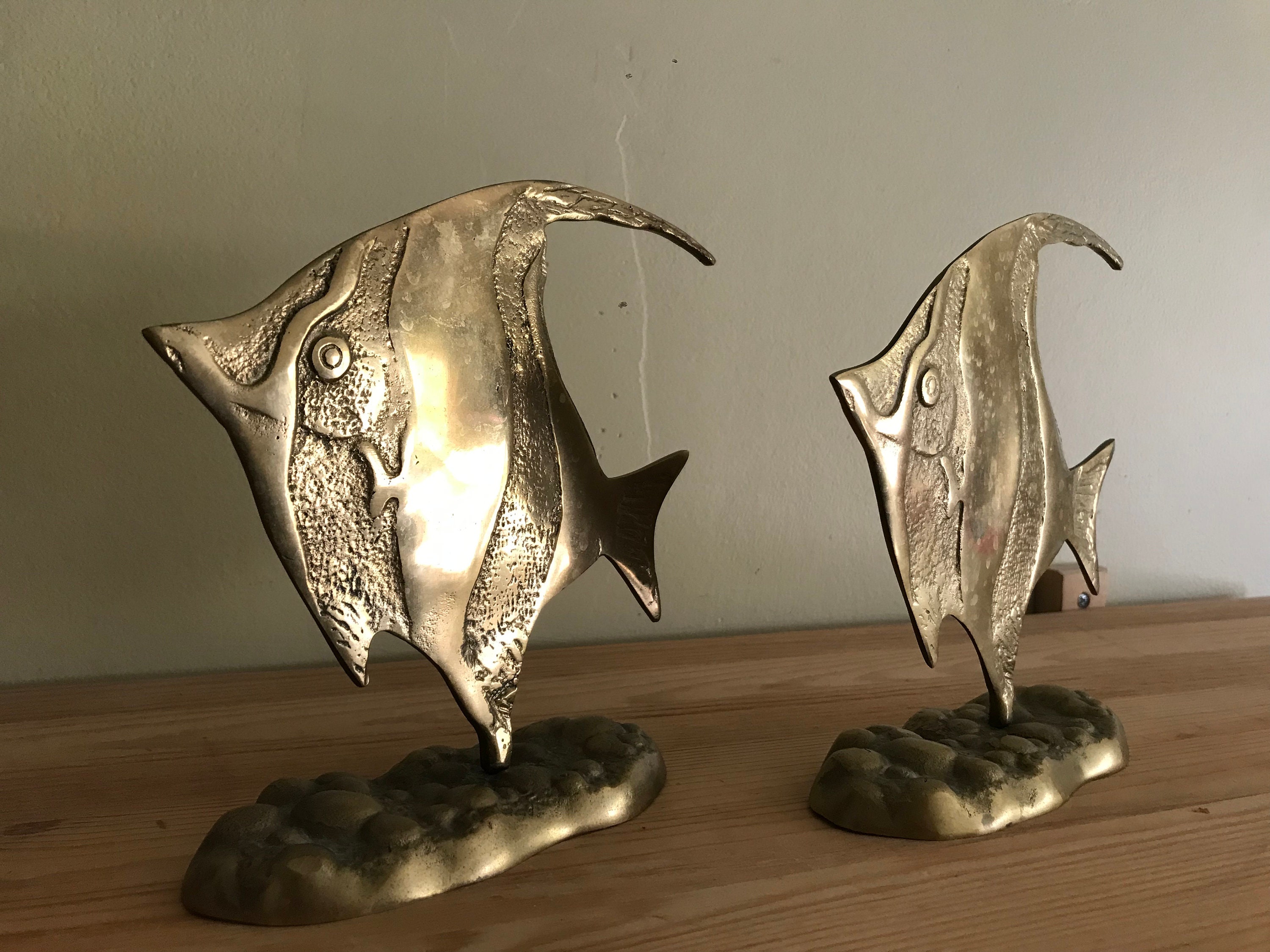 Pair of Brass Angelfish MCM Statues - Etsy