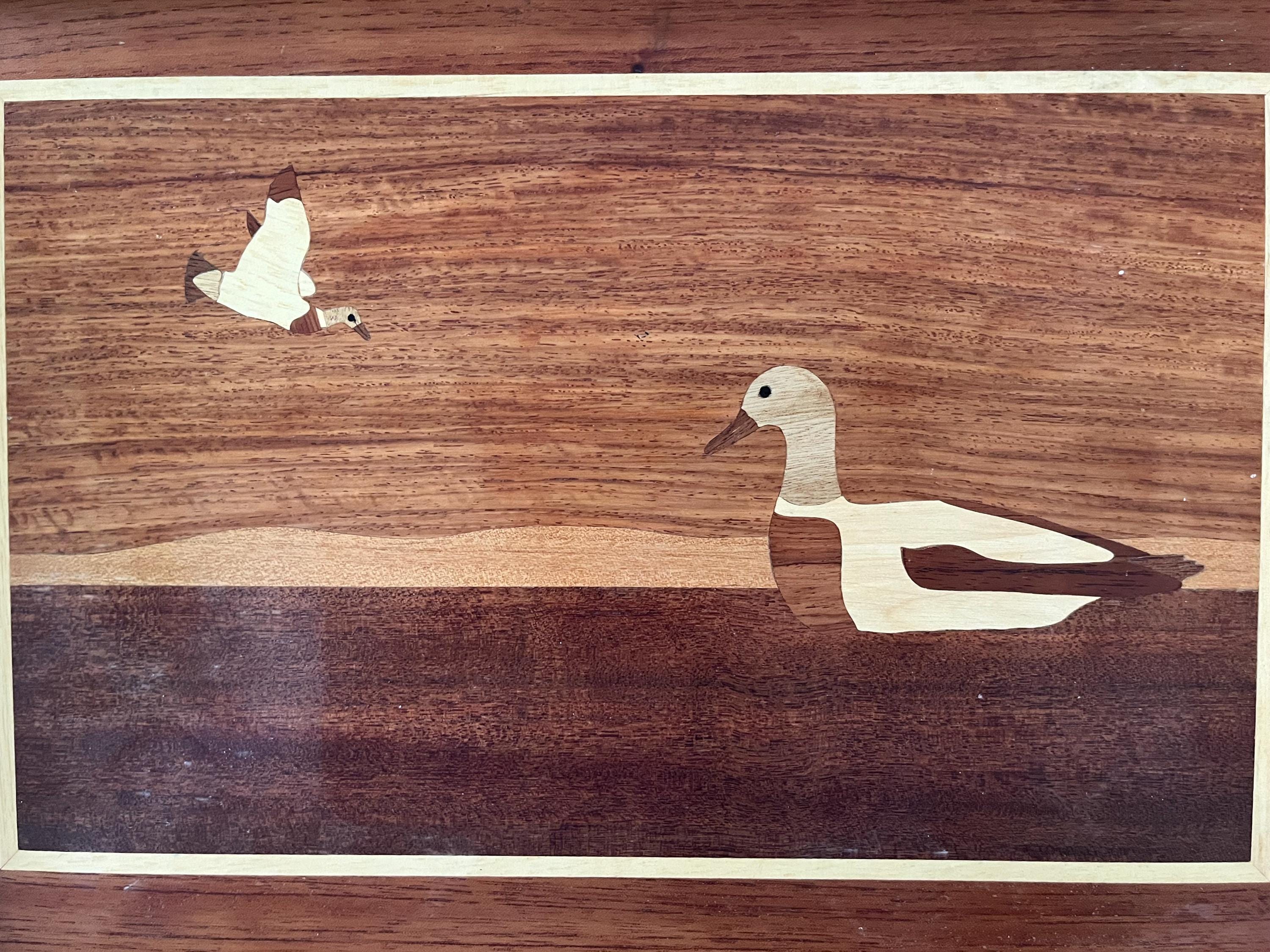 Wooden Marquetry Inlaid Duck Tray With Handles Solid Wood - Etsy