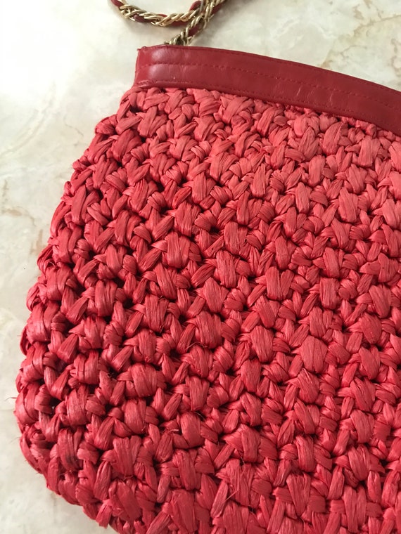 Morris Moskowitz Red Rattan and Leather Purse - Gem