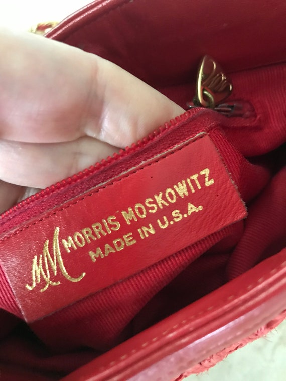 Morris Moskowitz Red Rattan and Leather Purse - Gem