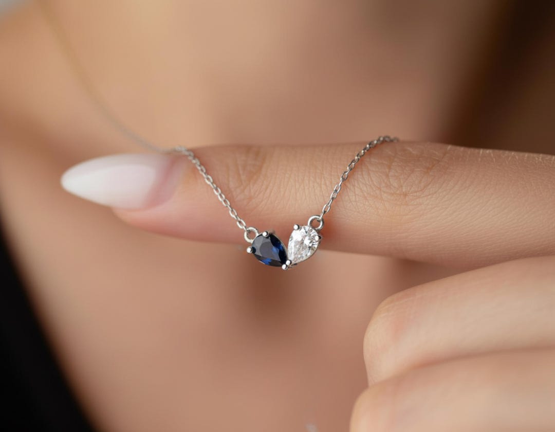 Custom Birthstone Necklace,sister Pendant for 2 ,heart Shape Double ...