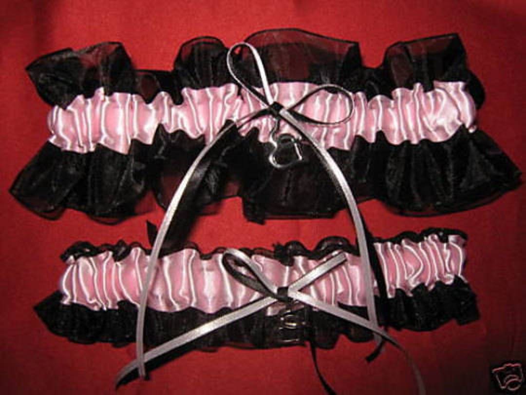 Cowboy Boot Light Pink and Black Wedding Garter or Set - Western ...