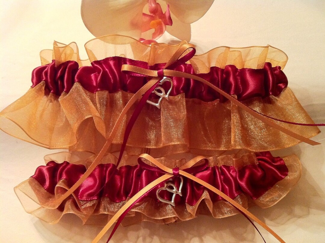 Cowboy Boot Burgundy & Gold Wedding Garter or Set - Fall Wedding ...