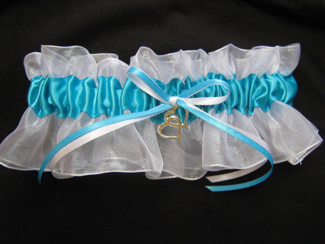 Cowboy Hat Turquoise and White Wedding Garter or Set - Something Blue ...