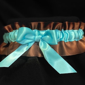 Turquoise & Brown Satin Bridal Wedding Prom Garter ~ Available in Plus ...