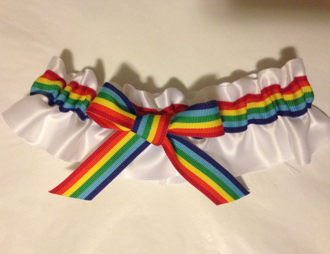 Rainbow Satin Bridal Keepsake Wedding Garter - Gay Pride Lesbian ...