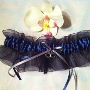 Handcuffs Navy Blue and Black Wedding Garter or Set - Something Blue ...