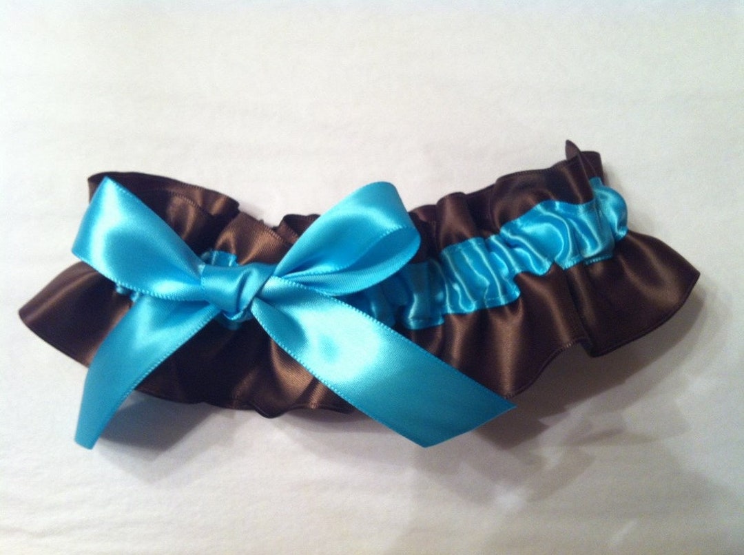 Turquoise & Brown Satin Bridal Wedding Prom Garter Available in Plus ...