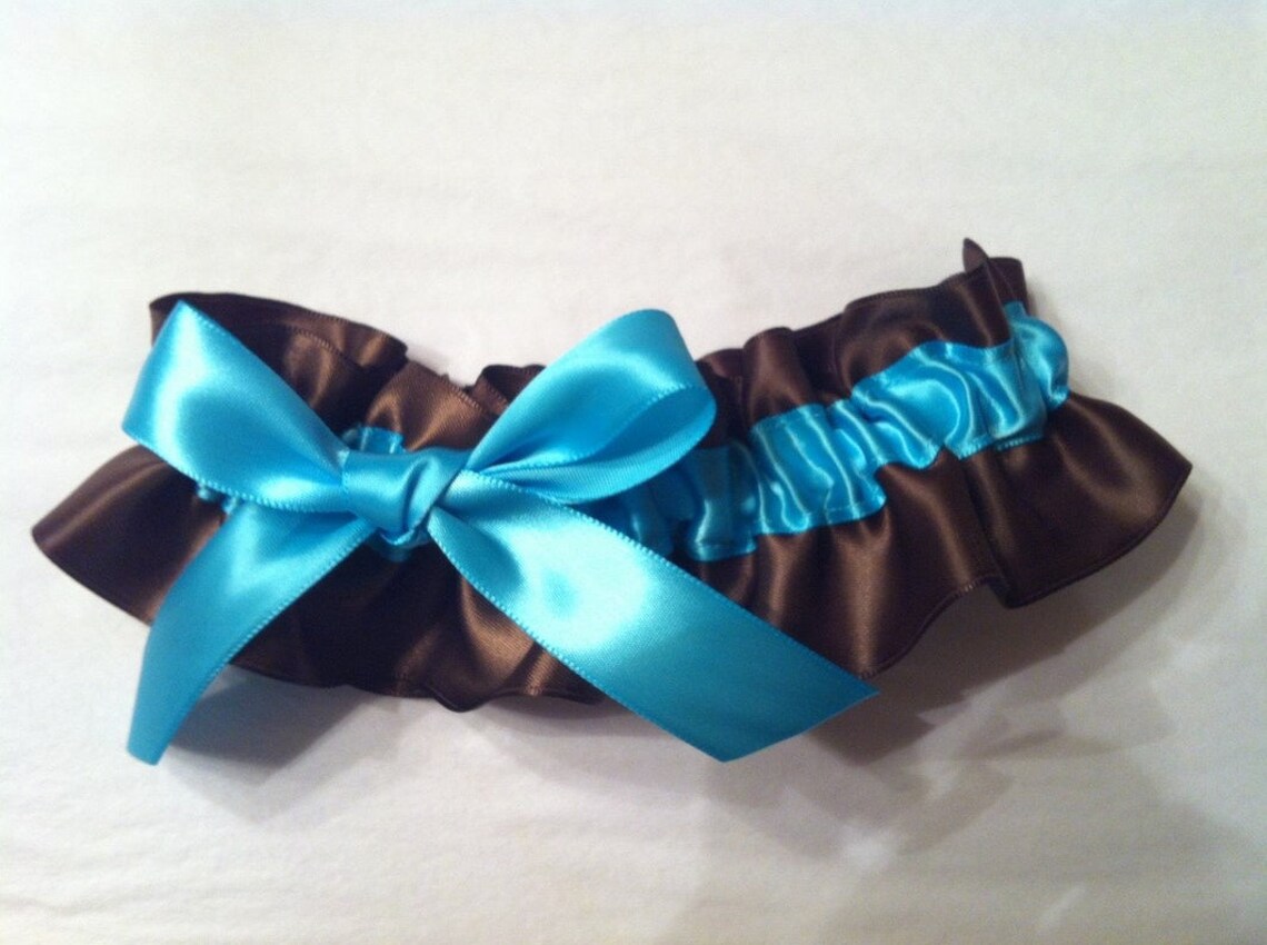 Turquoise & Brown Satin Bridal Wedding Prom Garter Available - Etsy