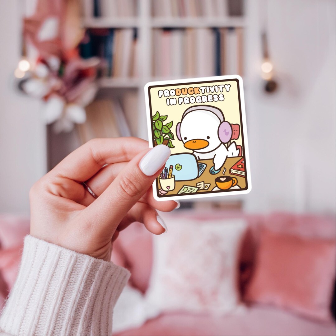 Cute Productivity Duck Pun Sticker | Producktivity Laptop Decal, Cute ...