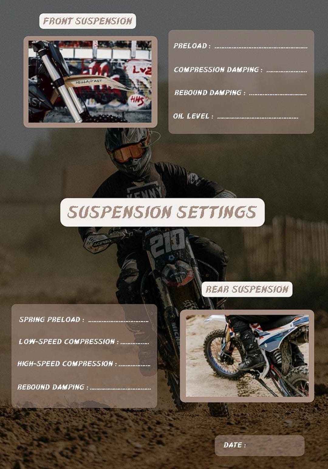 Motocross Suspension Setup Sheet – Dirt Bike Fork & Shock Tuning Log ...