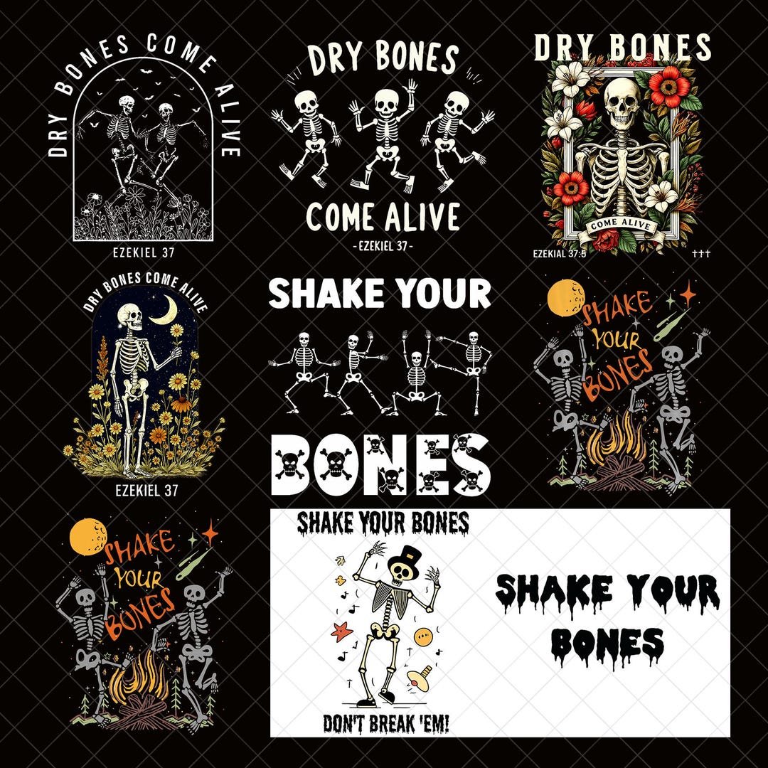 Dry Bones Come Alive PNG Bundle, Ezekiel 37 Skeleton Digital Download ...