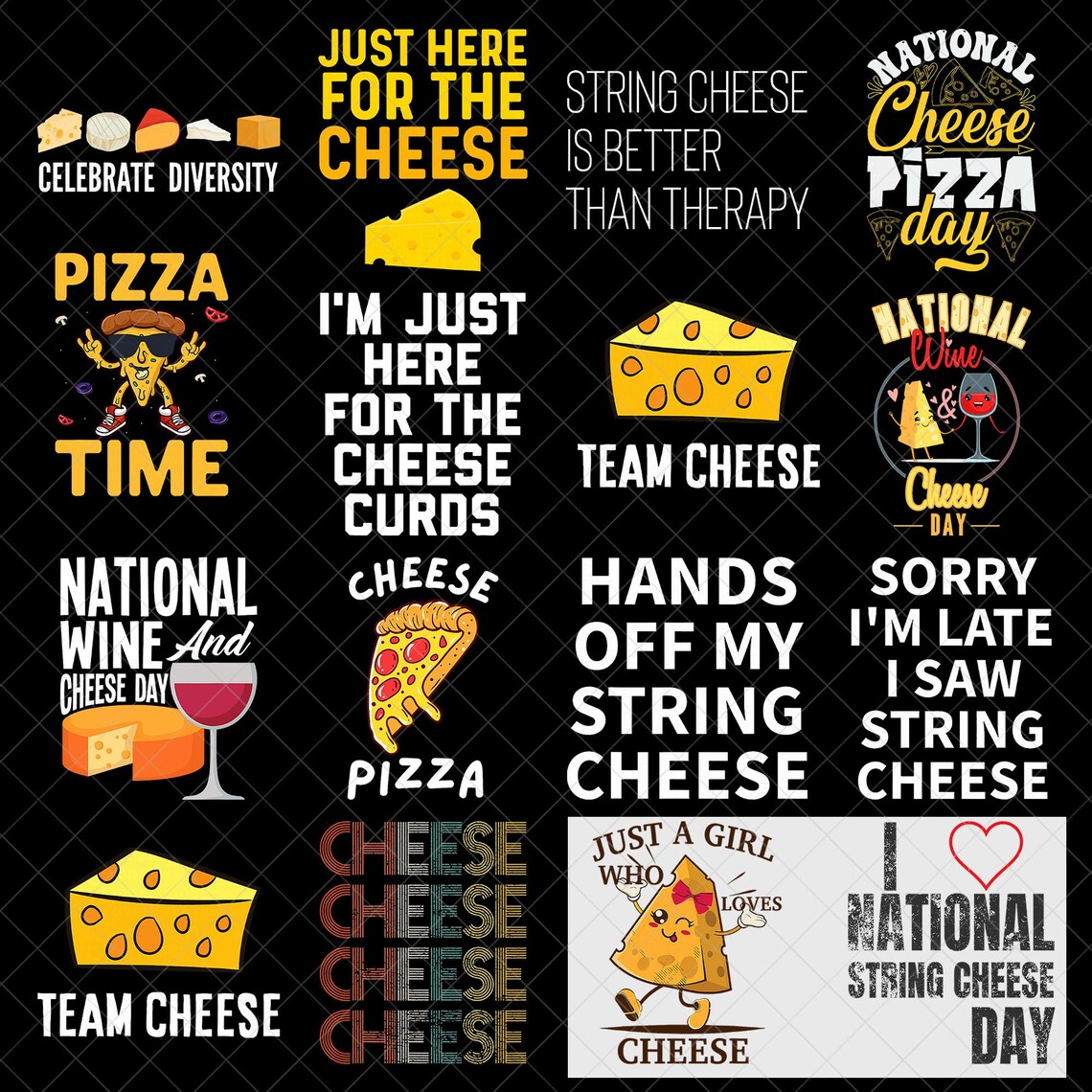 Cheese Lover PNG Bundle, String Cheese PNG, Pizza Time PNG, National ...