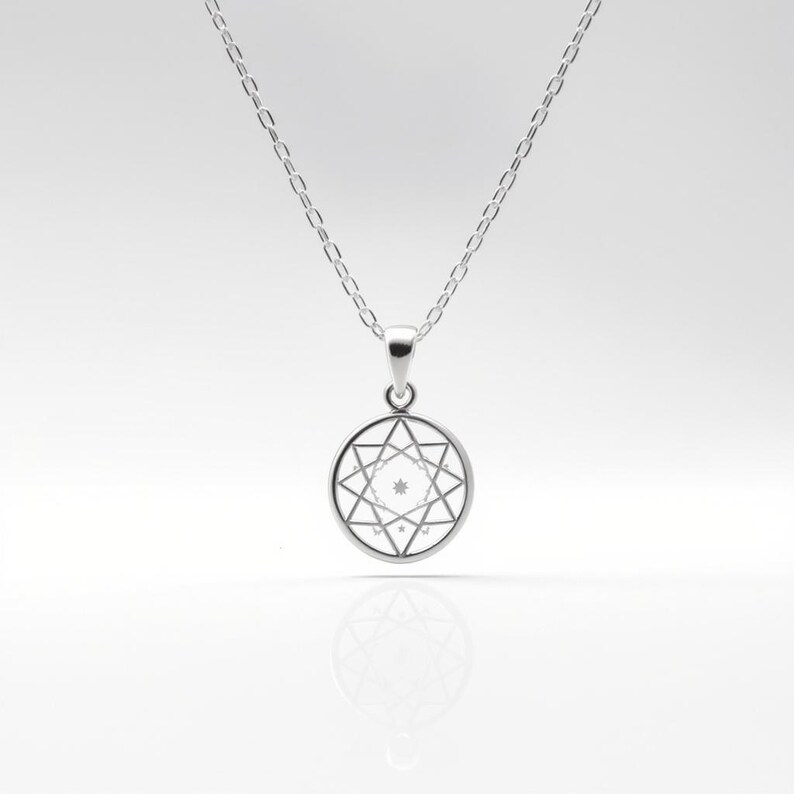 Minimal Sacred Geometry Sterling Silver Pendant Necklace With Tiny Star ...