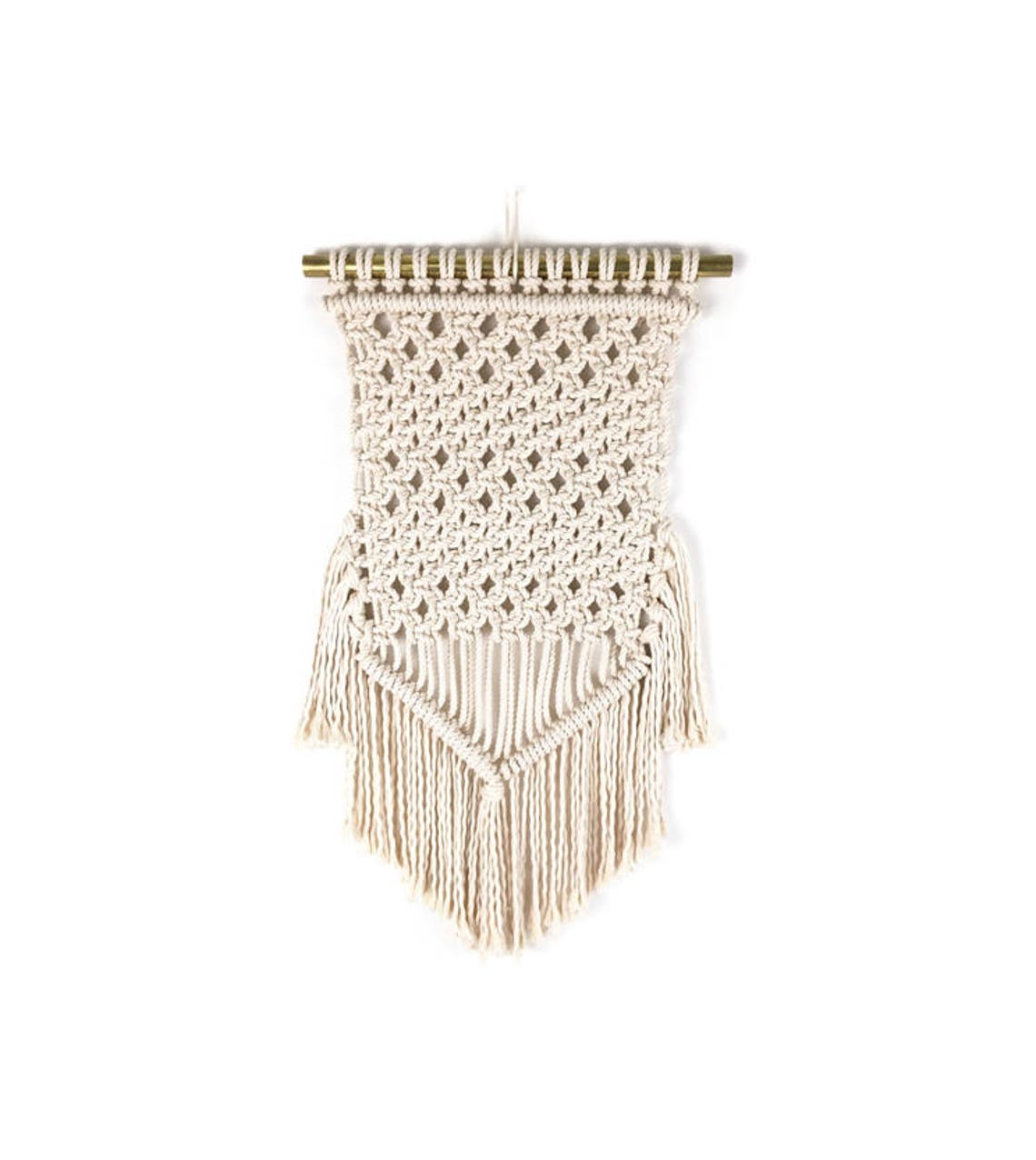 Macrame Wall Hanging Art on Brass Rod 100% Natural Cotton Handmade - Etsy