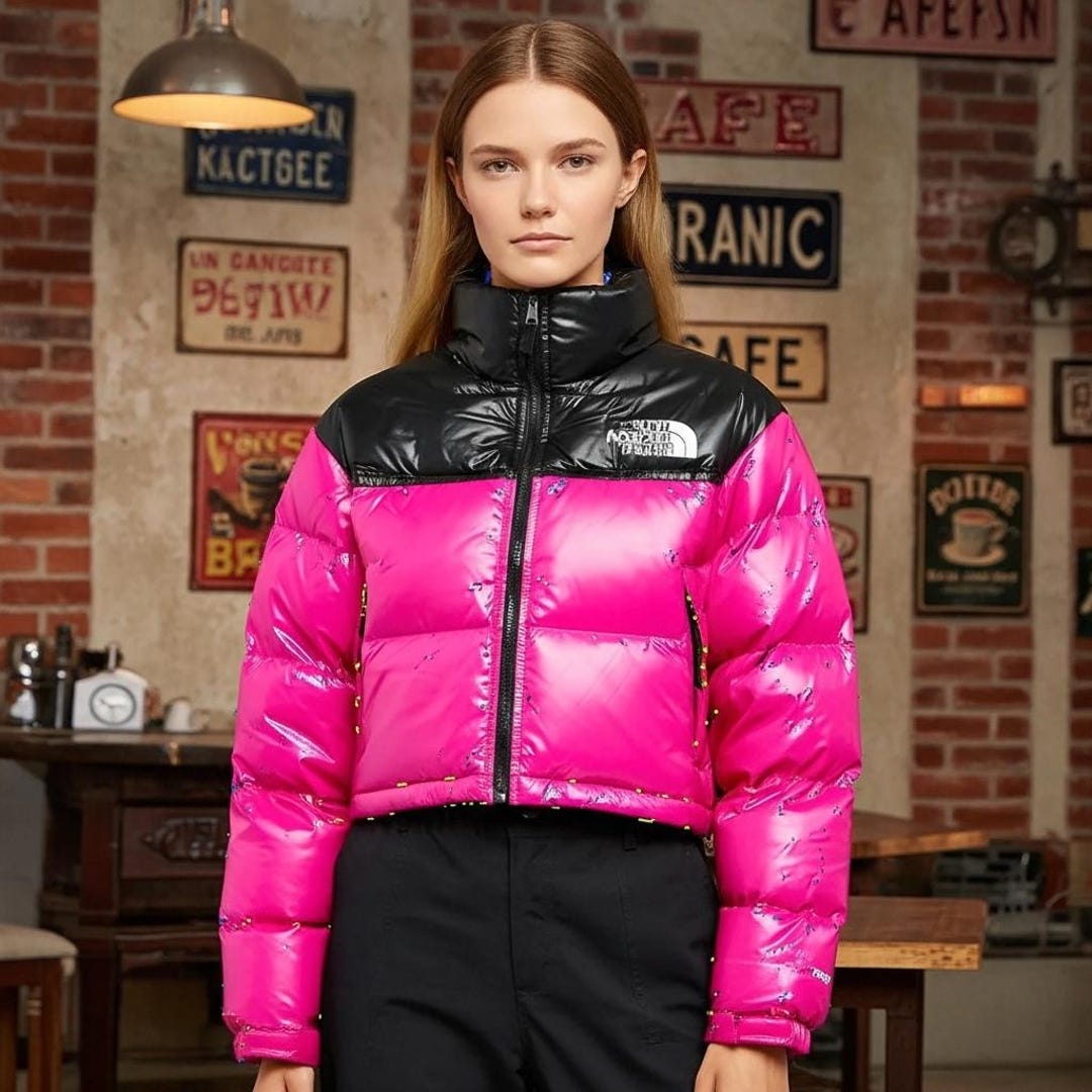 The North Face Pink Nuptse Crop Puffer | 700-down Fill Retro Jacket ...