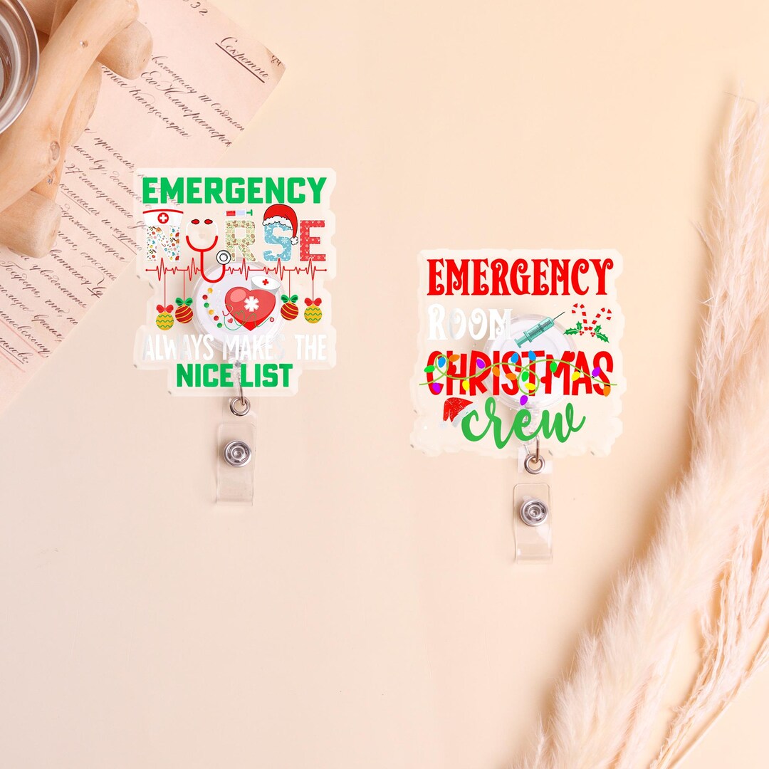 Emergency Room Christmas Crew Badge Reel,funny ICU ER Nurse Badge Reel ...