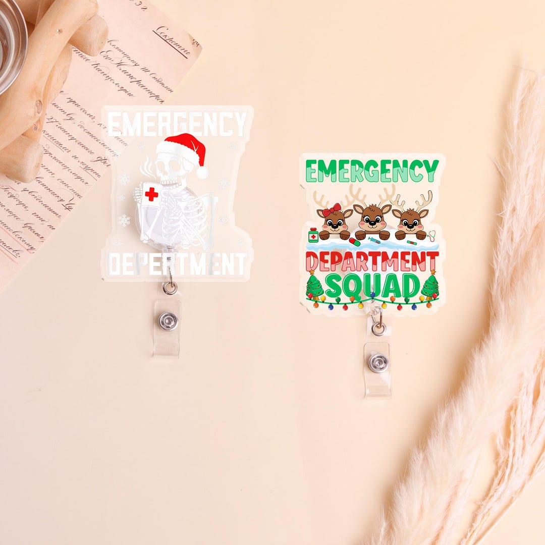 Emergency Department Skeleton Badge Reel,funny Reindeer ICU ER Nurse ...