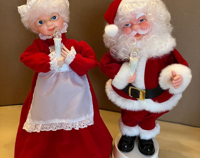 Santa & Mrs. Claus Lighted Vintage Figures 16" - Etsy