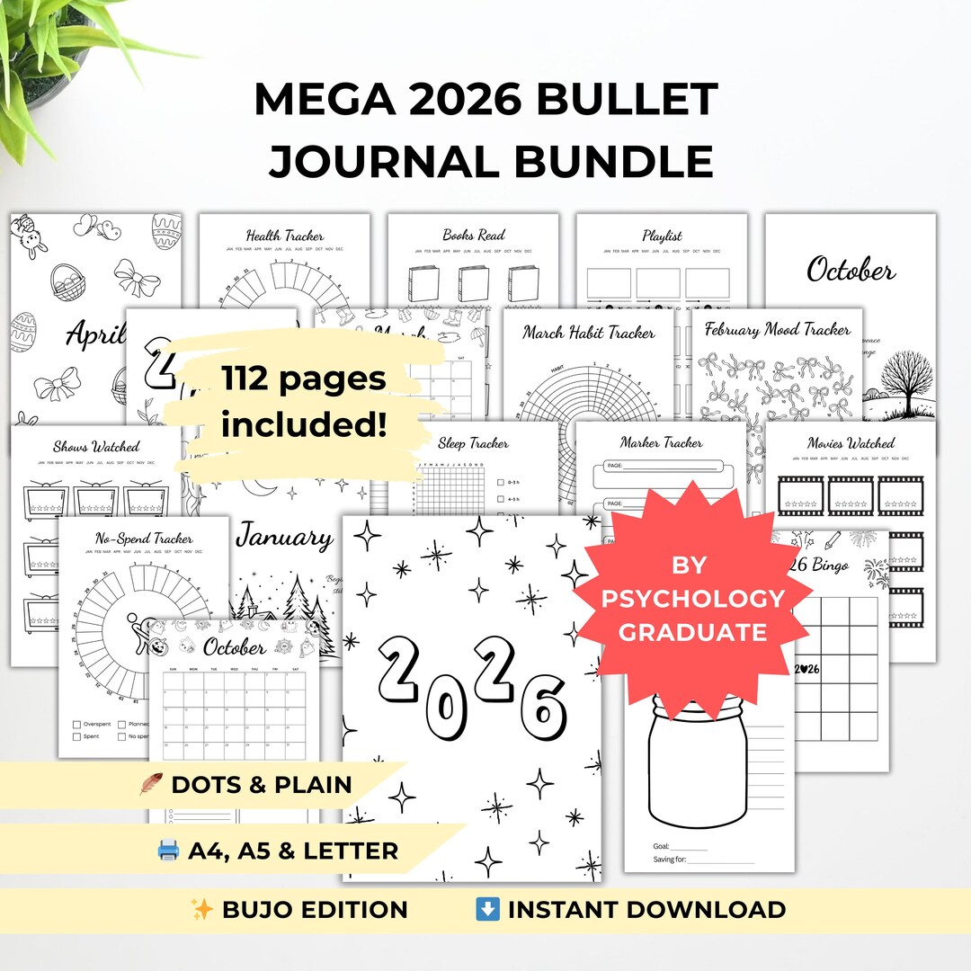 2026 Mega Bullet Journal Bundle | Printable Journal Pages | Habit ...
