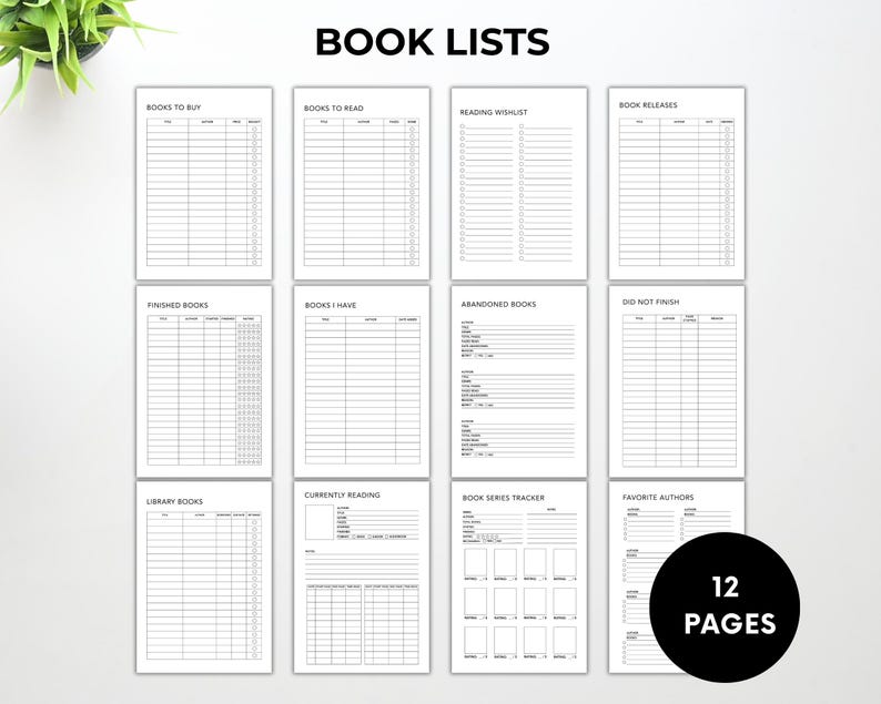 Printable Reading Planner | Simple Reading Journal Bundle | Book ...
