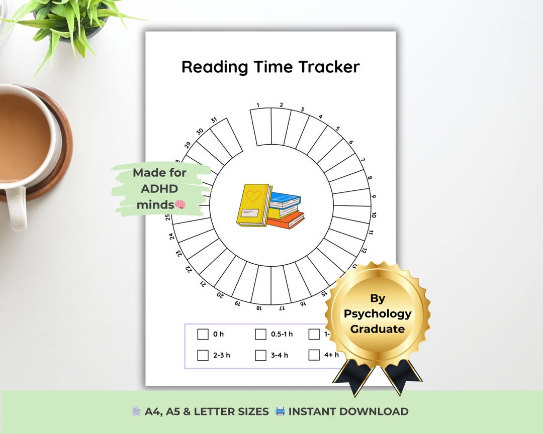 ADHD Printable Reading Time Tracker, Book Minutes Log, ADHD Daily ...