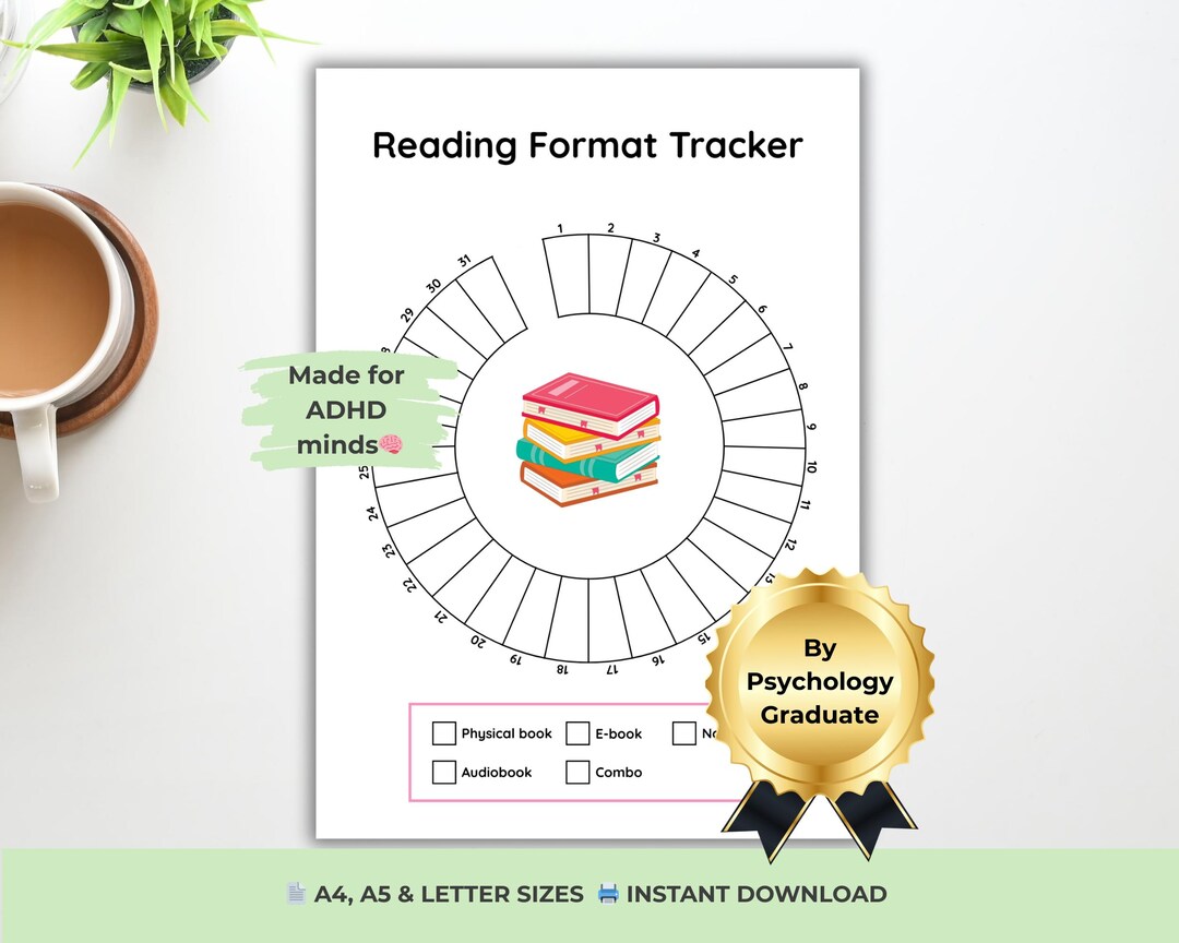 ADHD Reading Format Tracker Wheel, Printable Book Format Log, Physical ...