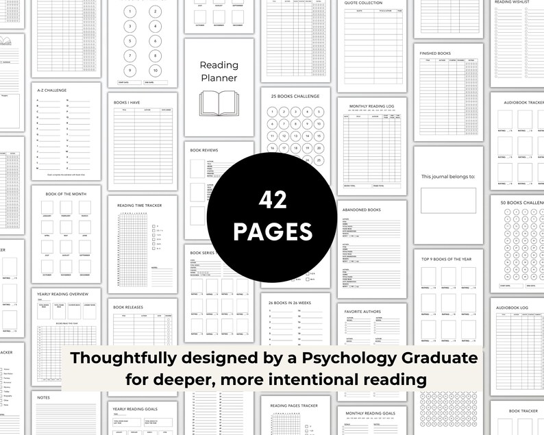 Printable Reading Planner | Simple Reading Journal Bundle | Book ...