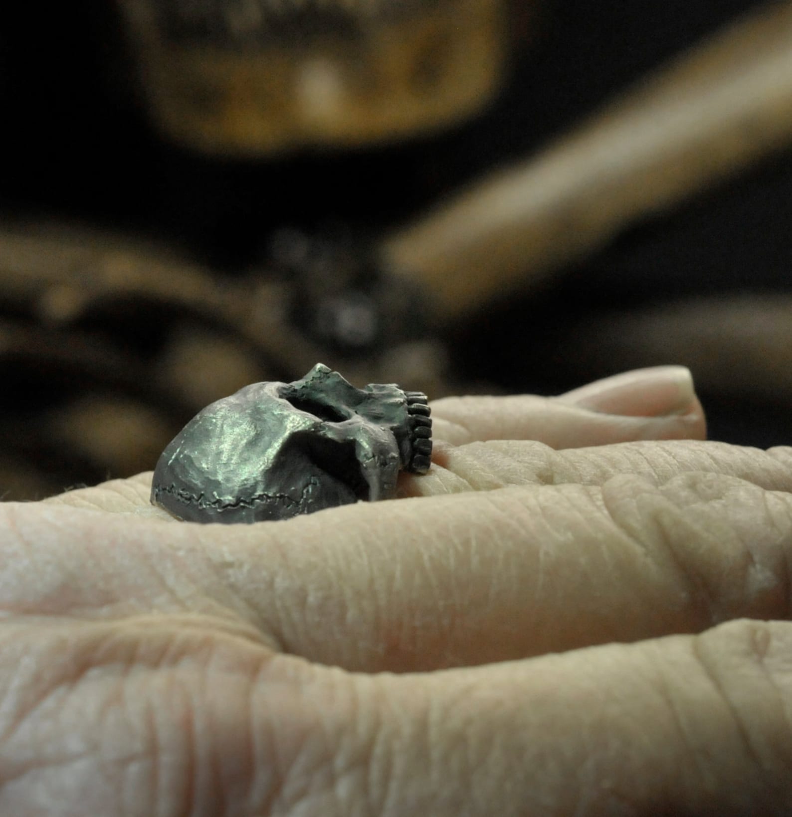 Skull Ring,half Jaw, Mens Silver Skull Ring, Biker Ring, Rocker Ring ...