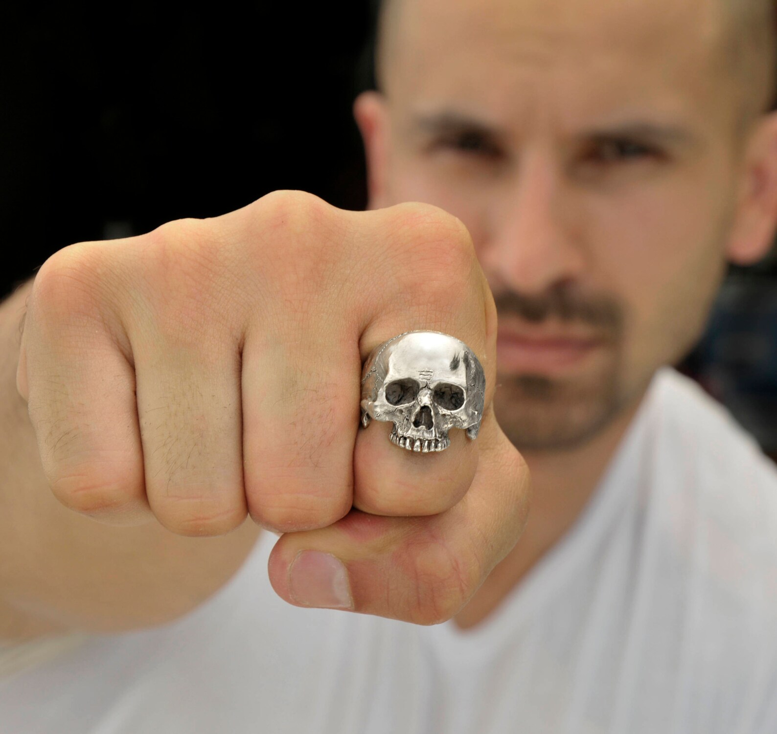Silver Skull Ringlarge Size Solid Silver Skull Ring - Etsy
