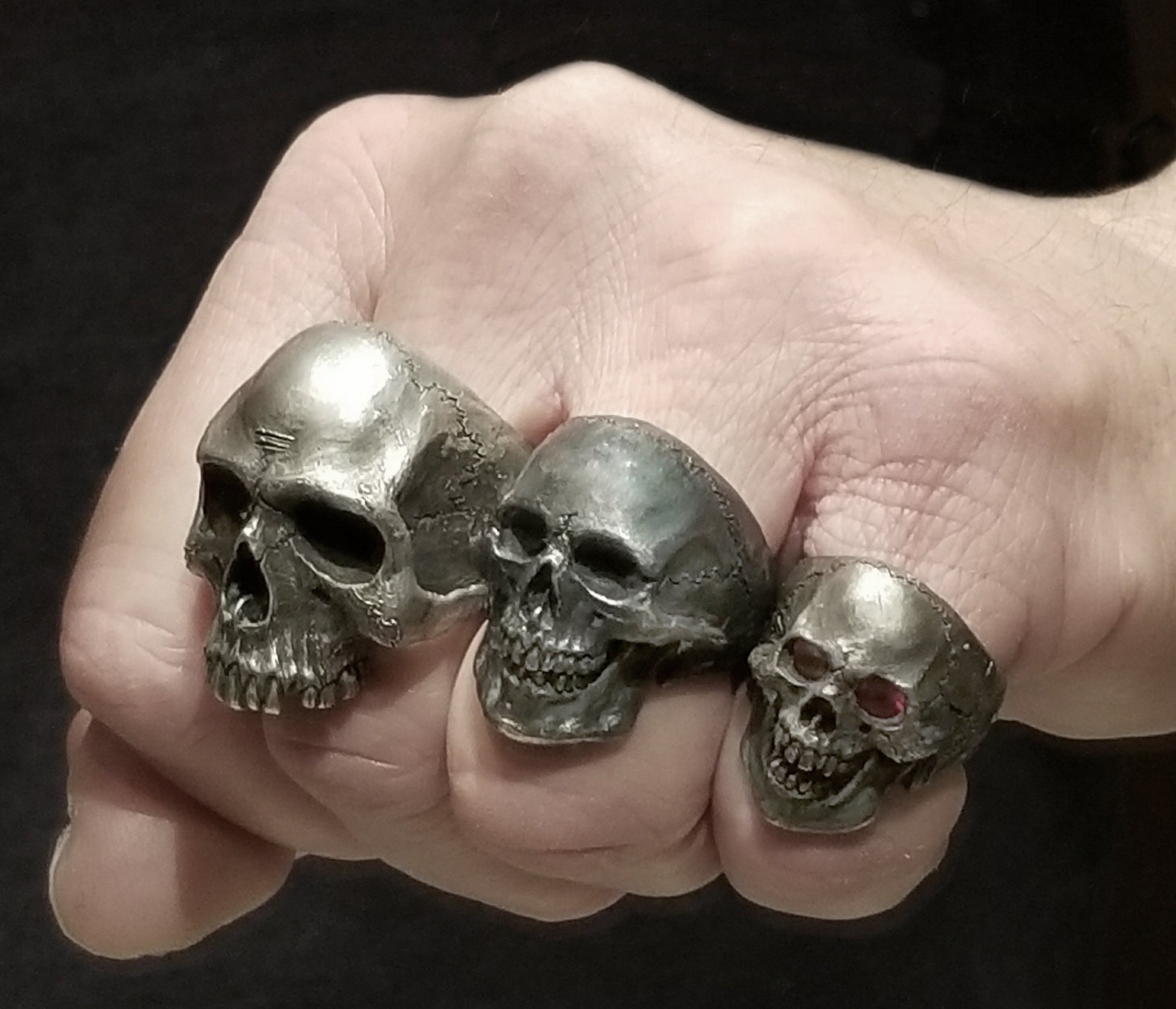 Skull Ring Silver Skull Ring Biker Skull Ringthe Goliath | Etsy