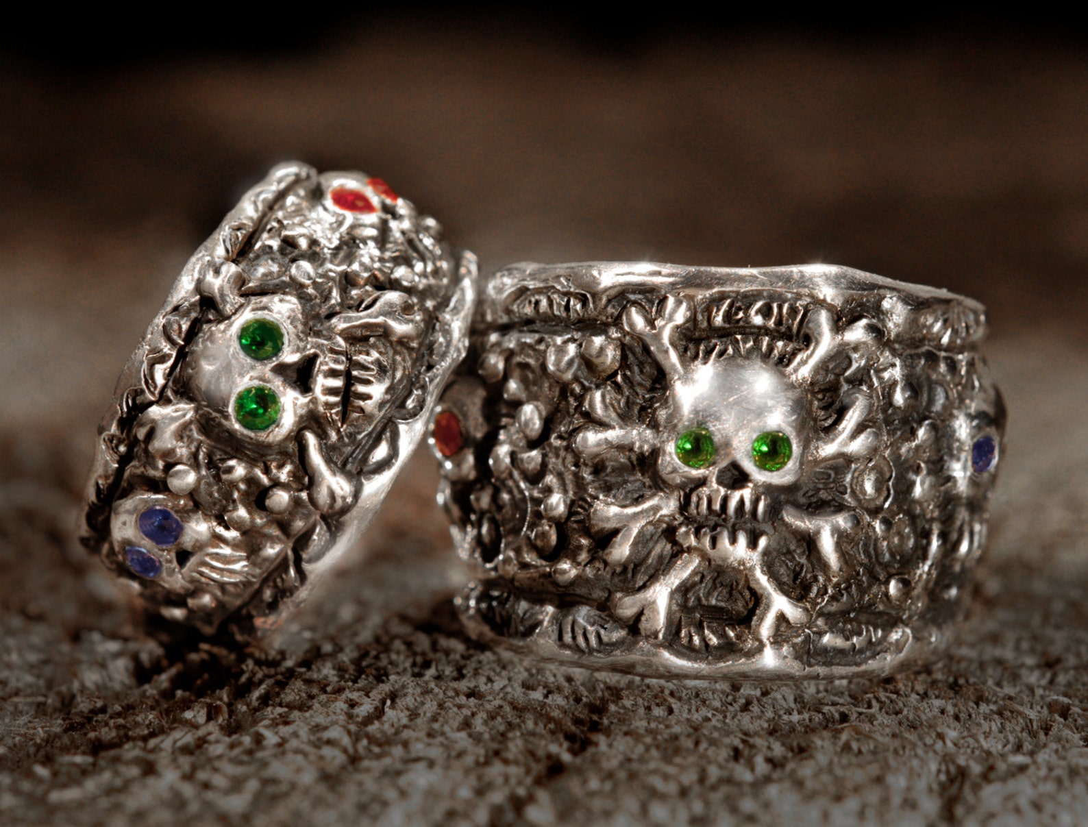 Skull Wedding Ring Setpirate Wedding Ringssilver Skull - Etsy
