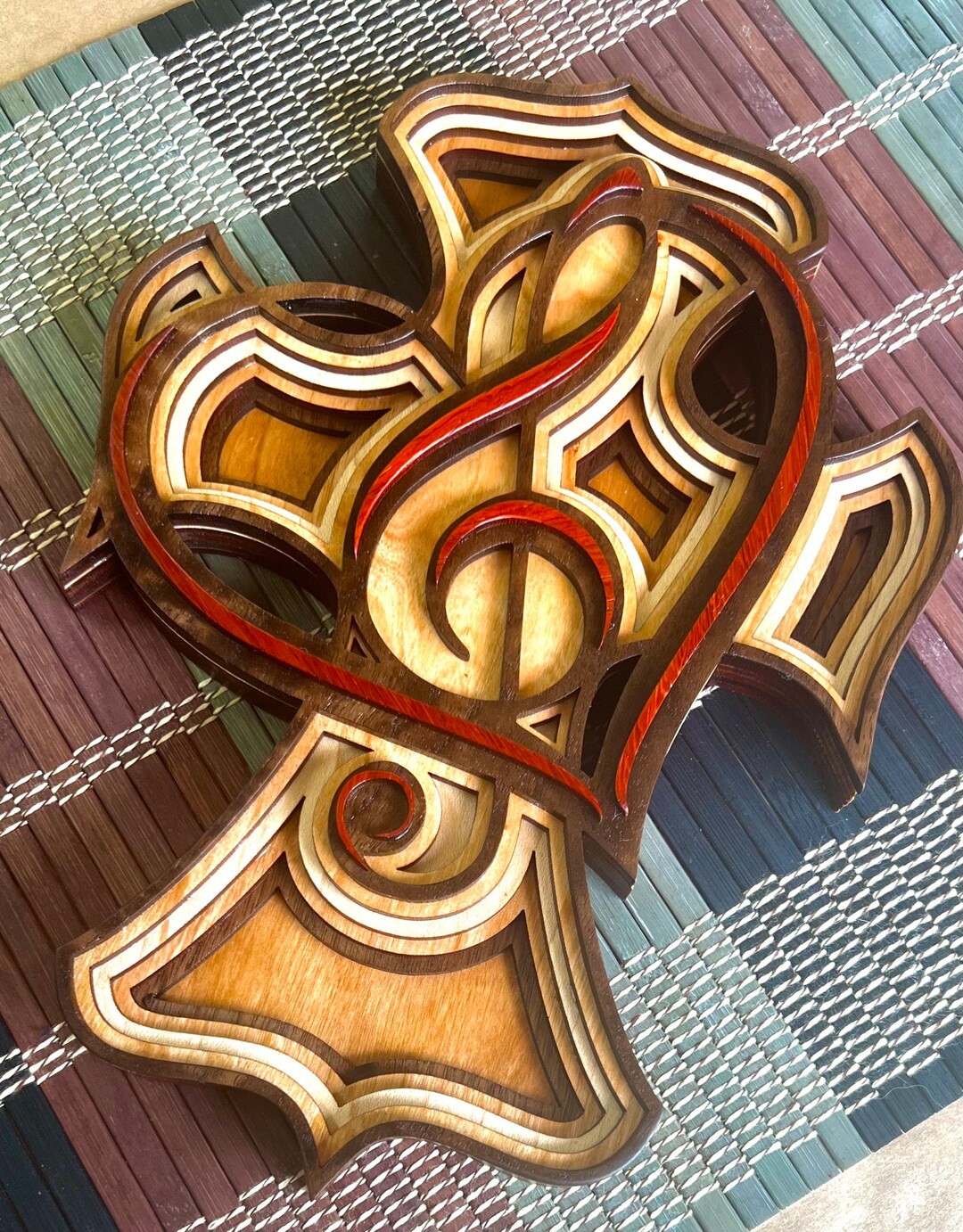 Treble Cleft Heart Cross 6 Layer Scroll Saw Musicians Gift Valentines ...