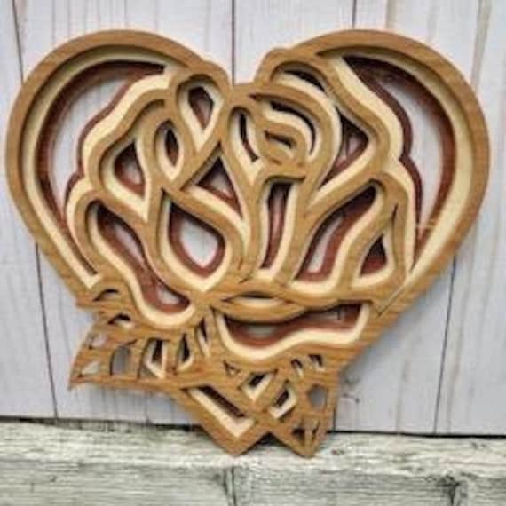 Heart Flower Layered Scroll Saw Pattern Valentines Love Wall - Etsy