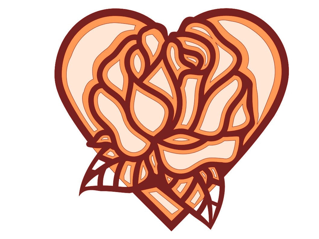 Heart Flower Layered Scroll Saw Pattern Valentines Love Wall - Etsy