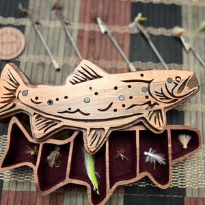 Fly Tying Wood Box and Presentation Stand | Trout Fly Box | Birthday ...
