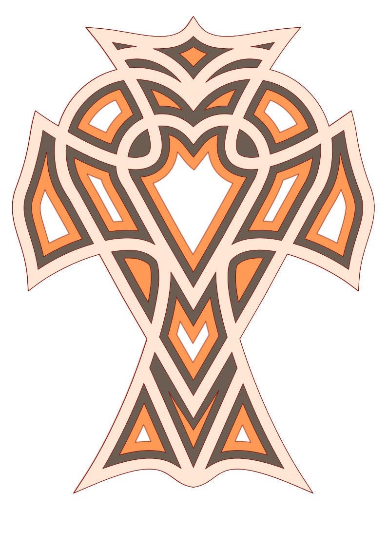 Heart Cross 2 Layered Scroll Saw Pattern, Laser, CNC Pdf and Svg File ...