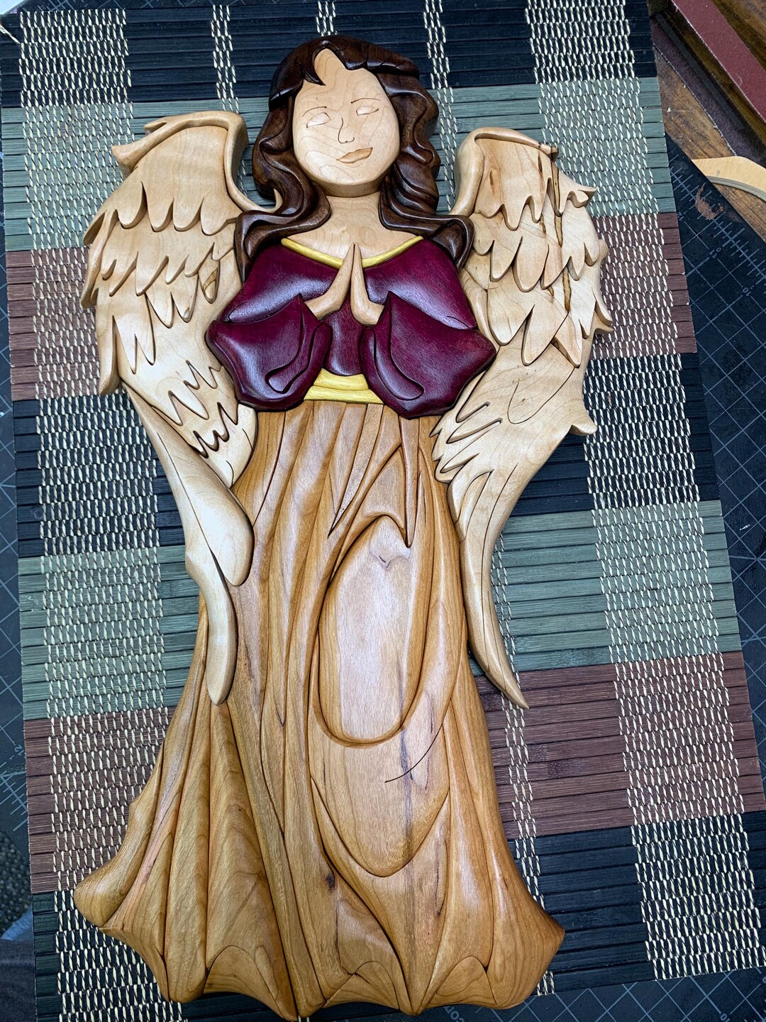 Praying Angel Intarsia Pattern Segmentation Scroll Saw Woodworking ...