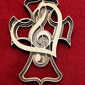 Treble Cleft Heart Cross 6 Layer Scroll Saw Musicians Gift Valentines ...