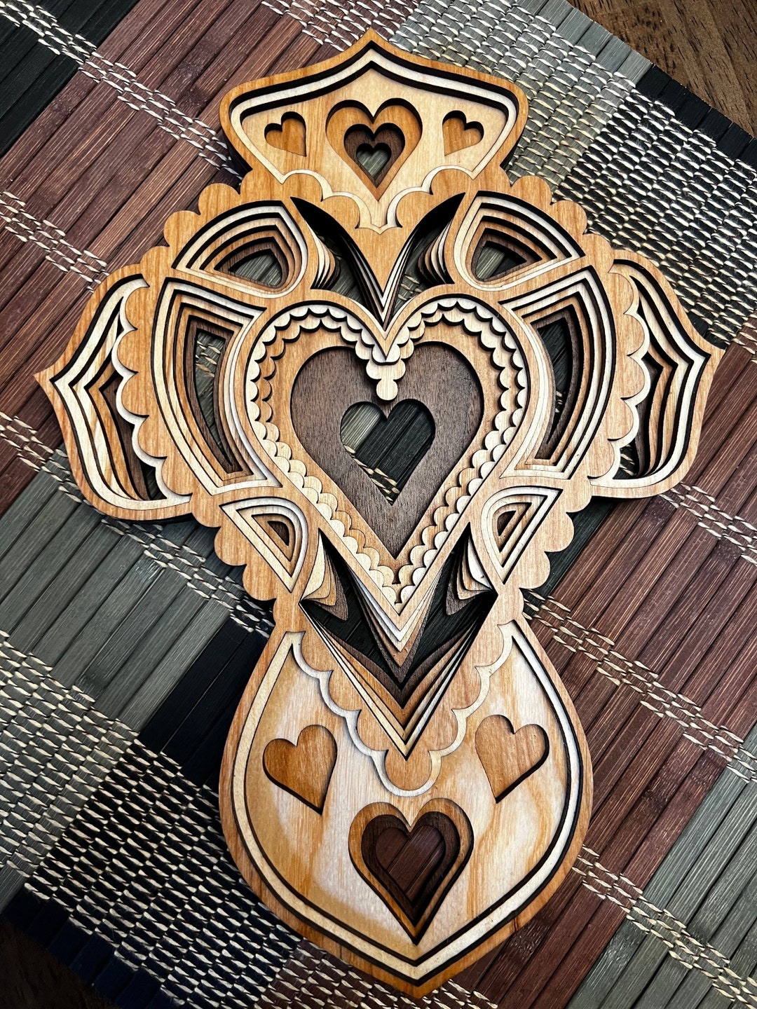 Heart Cross 5-layer Scroll Saw Pattern Valentines / Mothers Day DIY ...