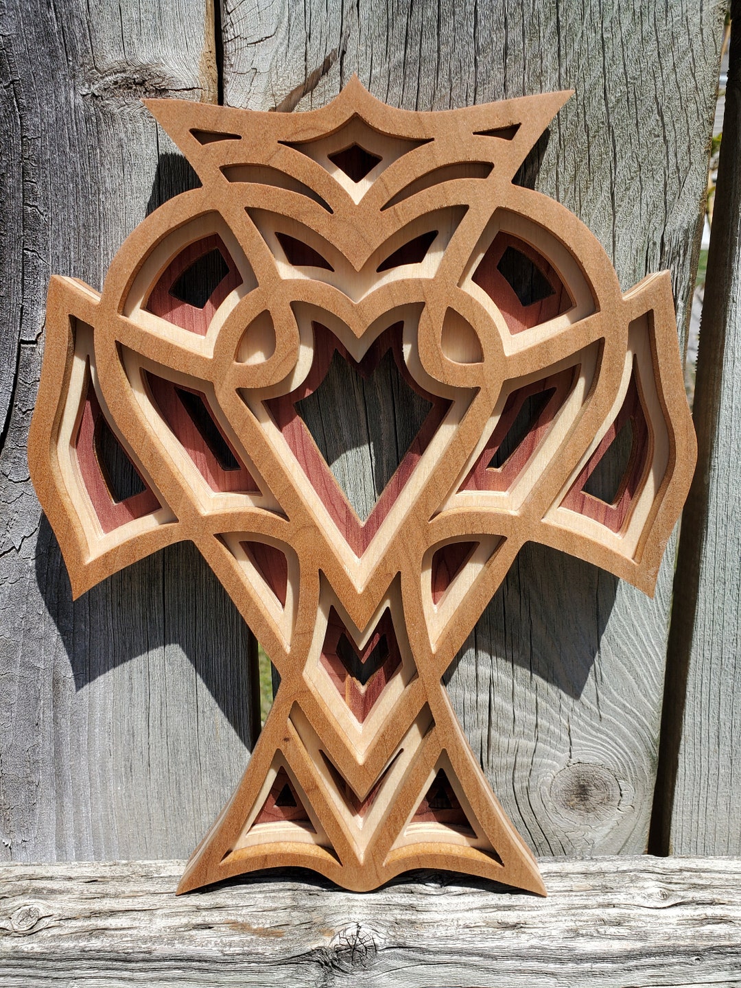 Heart Cross 2 Layered Scroll Saw Pattern, Laser, CNC Pdf and Svg File ...