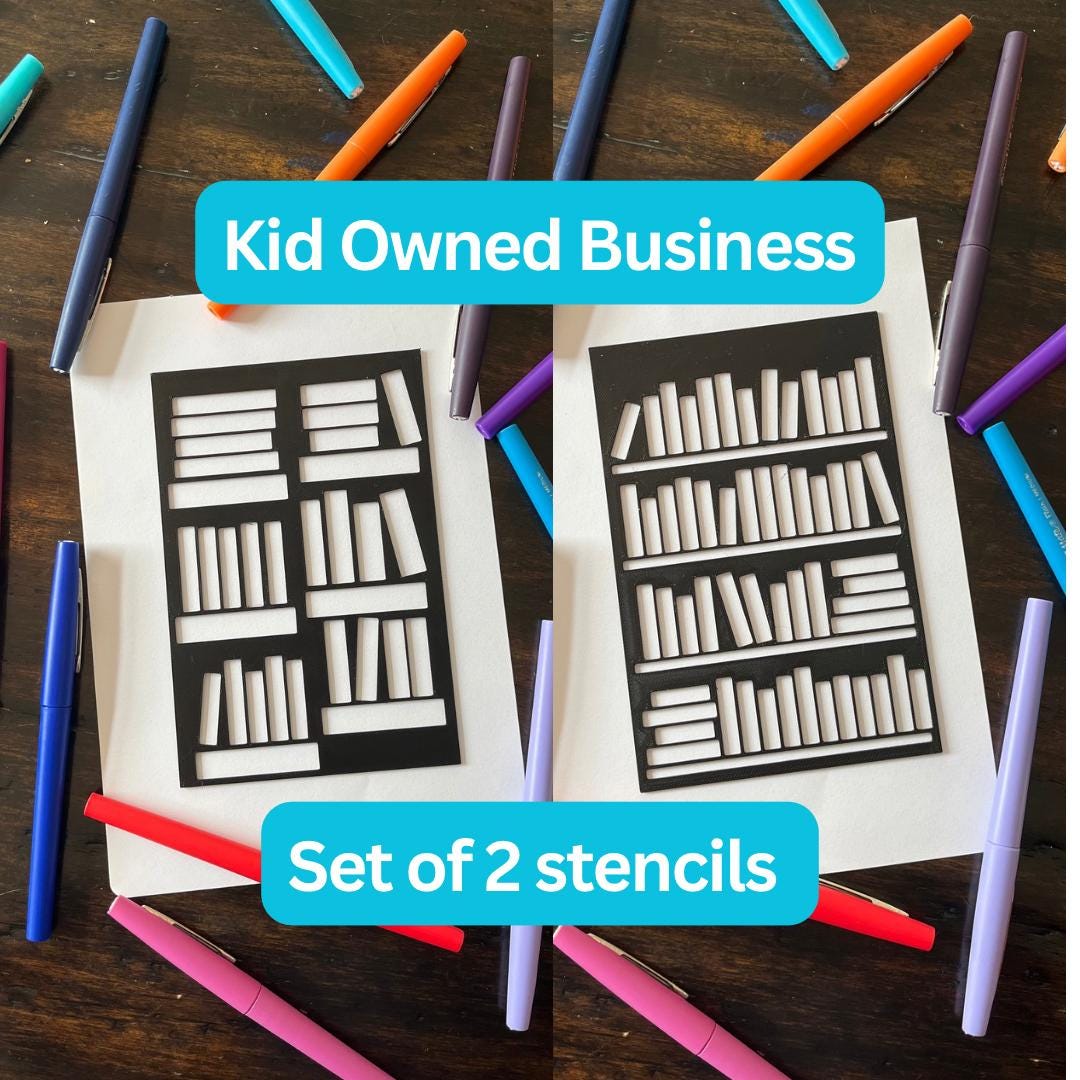Set of 2 Book Stencils- by a 13 Year Old - Etsy