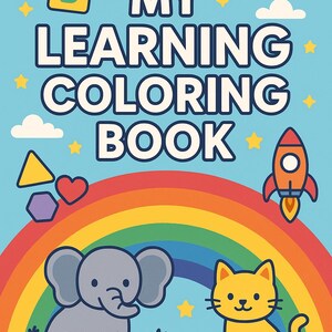 Kids Learning Coloring Book: ABC, Numbers, Shapes - Printable PDF - Etsy