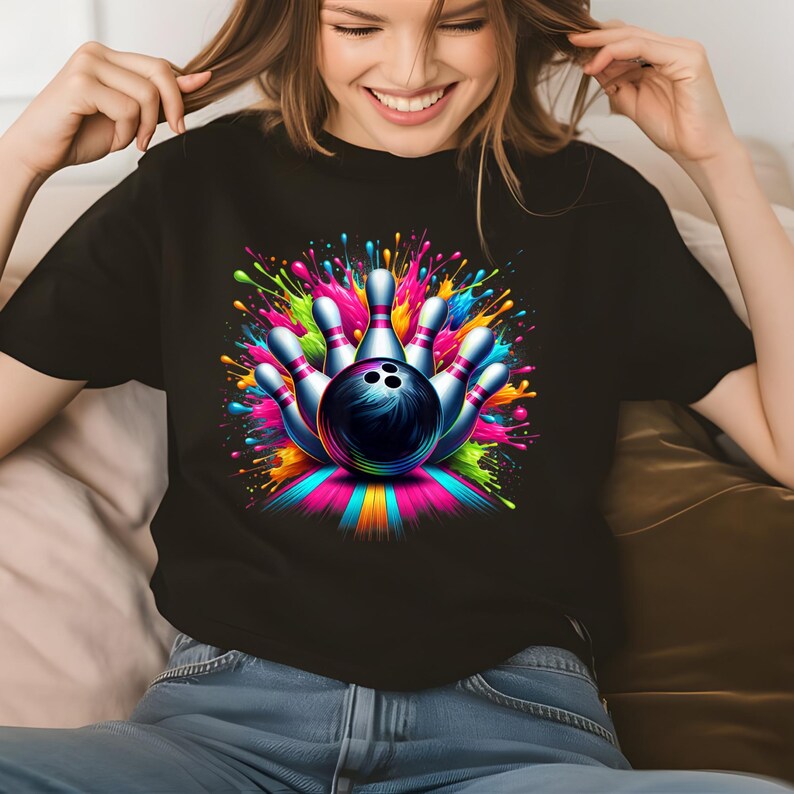 Bowling PNG | Colorful Strike Splash Sublimation | Neon Bowling Ball ...