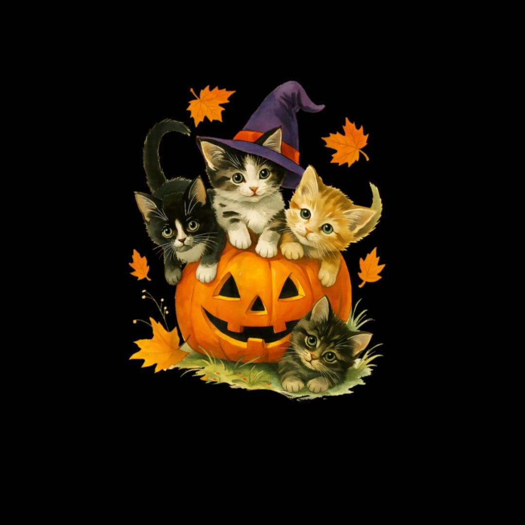 Cute Halloween Kittens PNG | Pumpkin Cat Clipart | Fall Cat Sublimation ...