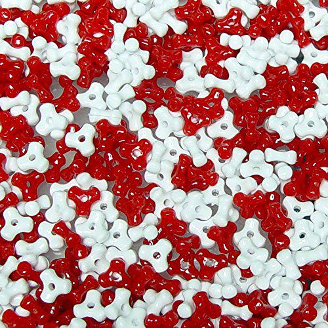 Candy Cane Mix Opaque White & Red 11mm Tri Beads 500pc Beading ...