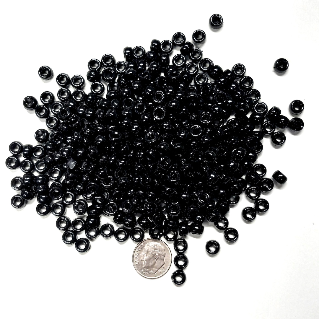 Mini Pony Beads Opaque Jet Black 6.5x4mm - 1,000pc Jolly Store Crafts ...